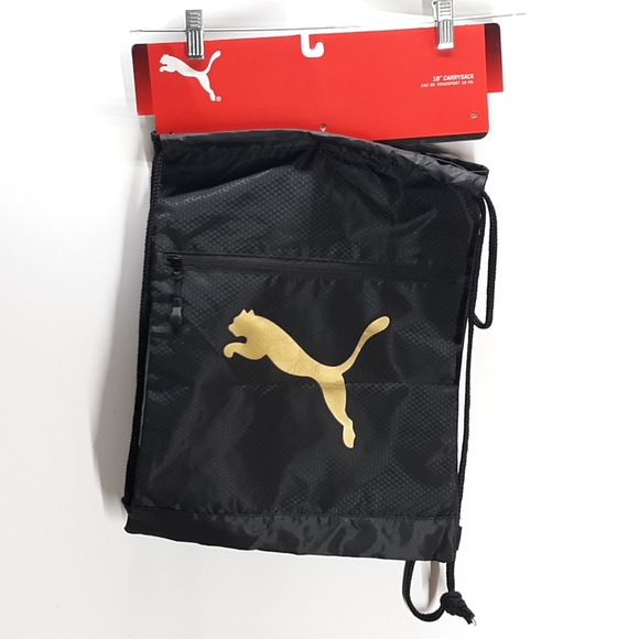 Puma | Bags | Puma Equivalance Carry Sack Black Gold School Work Travel ...